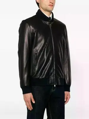 Brioni Zip-up Grained Leather Jacket