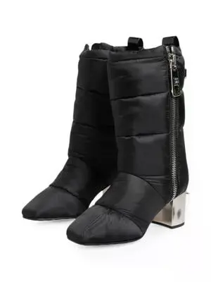 Dolce & Gabbana Padded Mid-calf Boots With Logo Heel
