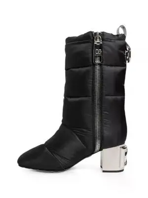 Dolce & Gabbana Padded Mid-calf Boots With Logo Heel