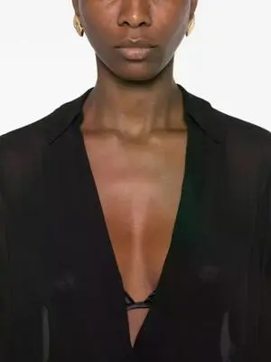 Elisabetta Franchi Wrap-style Long-sleeve Bodysuit - Black