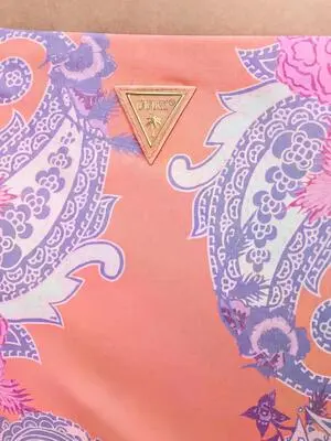 Guess Paisley Print Side-tie Bikini Bottoms - Orange