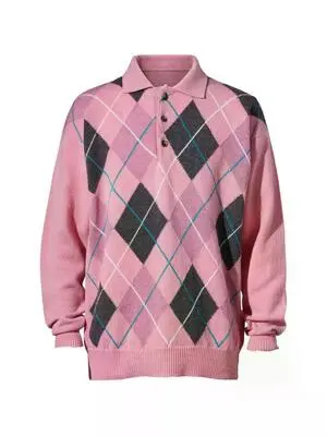 JW Anderson X Pringle Of Scotland Argyle Knit Polo - Pink