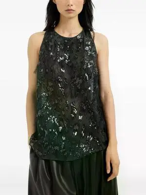 Brunello Cucinelli Crispy Silk Top With Lynx Embroidery