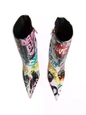 Dolce & Gabbana Keira Graffiti-print Stiletto Boots