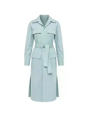 SUPER BLOND Belted Utility Shirt Midi Dress