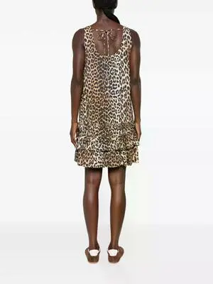 GANNI Leopard-print Ruffled Dress