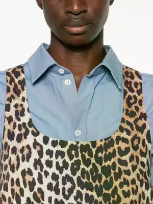 GANNI Leopard-print Ruffled Dress