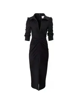 Carolina Herrera Ruched Midi Dress - Black