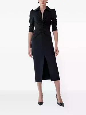 Carolina Herrera Ruched Midi Dress - Black