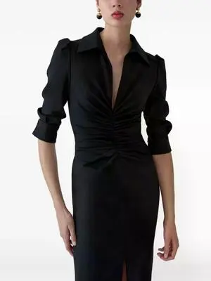 Carolina Herrera Ruched Midi Dress - Black