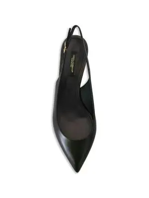 Dolce & Gabbana Leather Pointed Toe Kitten Heel Slingbacks