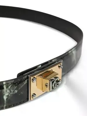 Dolce & Gabbana Marble Print Dg Logo Belt - Black