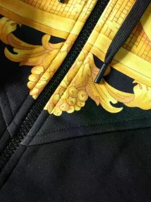 Versace Barocco Print Zip-up Hoodie - Black