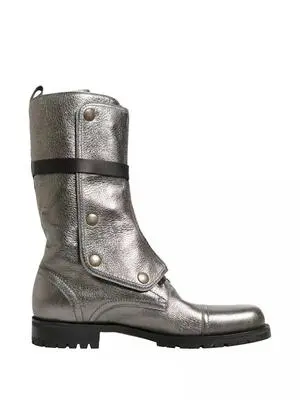Dolce & Gabbana Metallic Leather Buckle-fastening Combat Boots