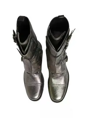 Dolce & Gabbana Metallic Leather Buckle-fastening Combat Boots