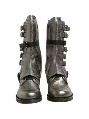 Dolce & Gabbana Metallic Leather Buckle-fastening Combat Boots