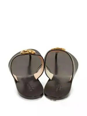 Gucci Gg Marmont Leather Thong Sandals