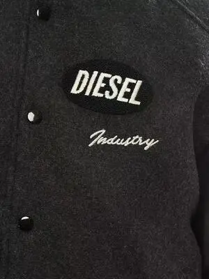 DIESEL® Bomber Jacket With Leather Sleeves And Embroidered Logo