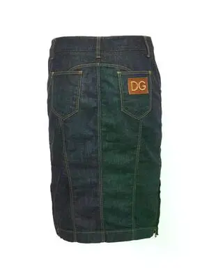 Dolce & Gabbana Logo Patch Denim Pencil Skirt