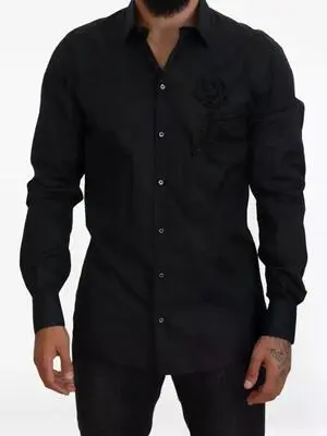 Dolce & Gabbana Rose-embroidered Slim-fit Shirt