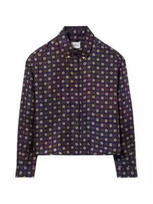 Claudie Pierlot Printed Silk Shirt With Jewelled Buttons