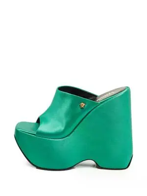 Versace Satin Platform Wedge Sandals
