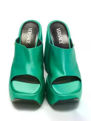 Versace Satin Platform Wedge Sandals