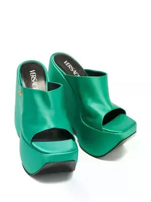 Versace Satin Platform Wedge Sandals