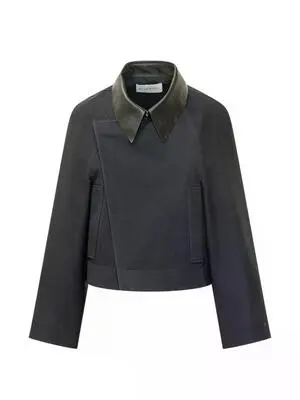 Givenchy A-line Cocoon Jacket With Leather Collar