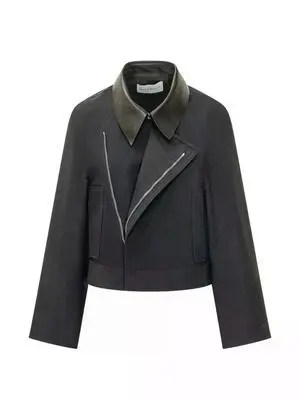 Givenchy A-line Cocoon Jacket With Leather Collar