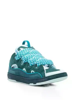 LANVIN Curb Herringbone-lace Sneakers - Blue