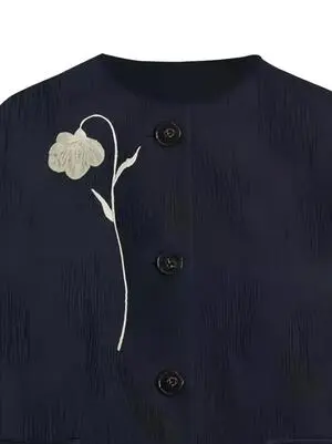 Erdem Flower Jacquard Cropped Jacket - Blue