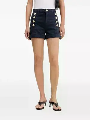 VICOLO Button-embellished Turn-up Denim Shorts - Blue