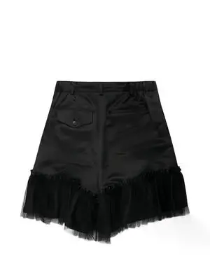 Noir Kei Ninomiya Satin Shorts With Tulle Trim