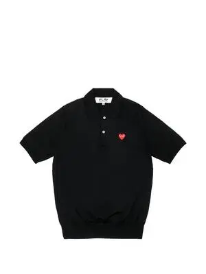 Play Comme Des Garcon Logo Heart-patch Polo Shirt