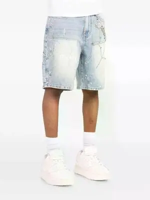 GUAPI Spiderweb Embellished Denim Shorts