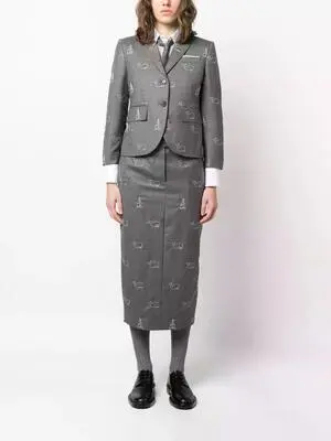 Thom Browne Motif-embroidered Single-breasted Blazer