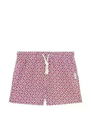 GASSA D AMANTE Taormina Geometric Print Swim Shorts - Red