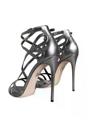 Dolce & Gabbana Keira Metallic Leather Cut-out Stiletto Sandals