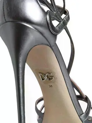 Dolce & Gabbana Keira Metallic Leather Cut-out Stiletto Sandals