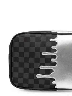SPRAYGROUND Shark Mouth Checkered Makeup Bag - Silver