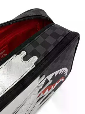 SPRAYGROUND Shark Mouth Checkered Makeup Bag - Silver