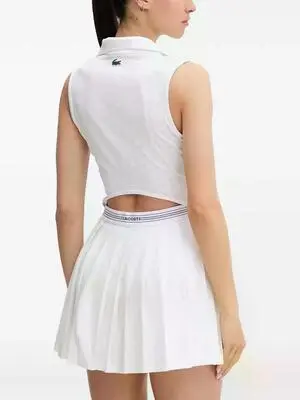 Lacoste Pleated Sleeveless Mini Dress With Collared Neckline