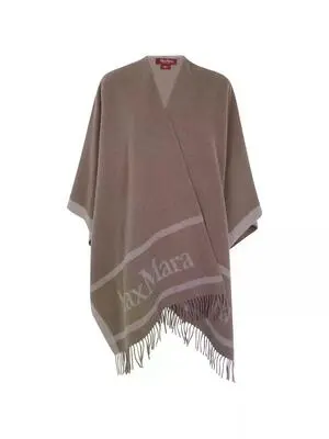Max Mara Logo-intarsia Fringed Cape - Brown
