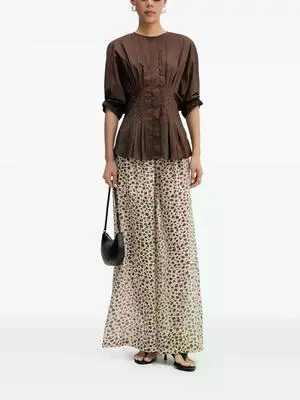 VICOLO Leopard Print Wide-leg Trousers