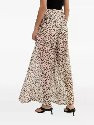 VICOLO Leopard Print Wide-leg Trousers