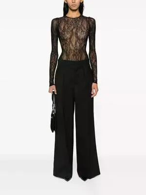 Wardrobe.NYC Sheer Lace Bodysuit - Black
