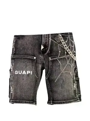 GUAPI Spiderweb Embellished Denim Shorts