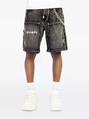 GUAPI Spiderweb Embellished Denim Shorts