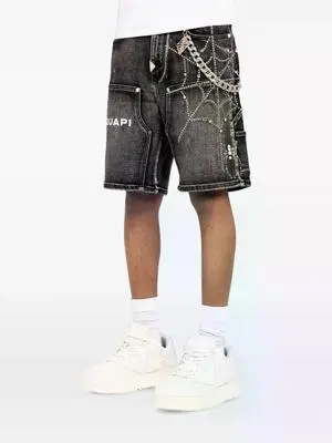 GUAPI Spiderweb Embellished Denim Shorts
